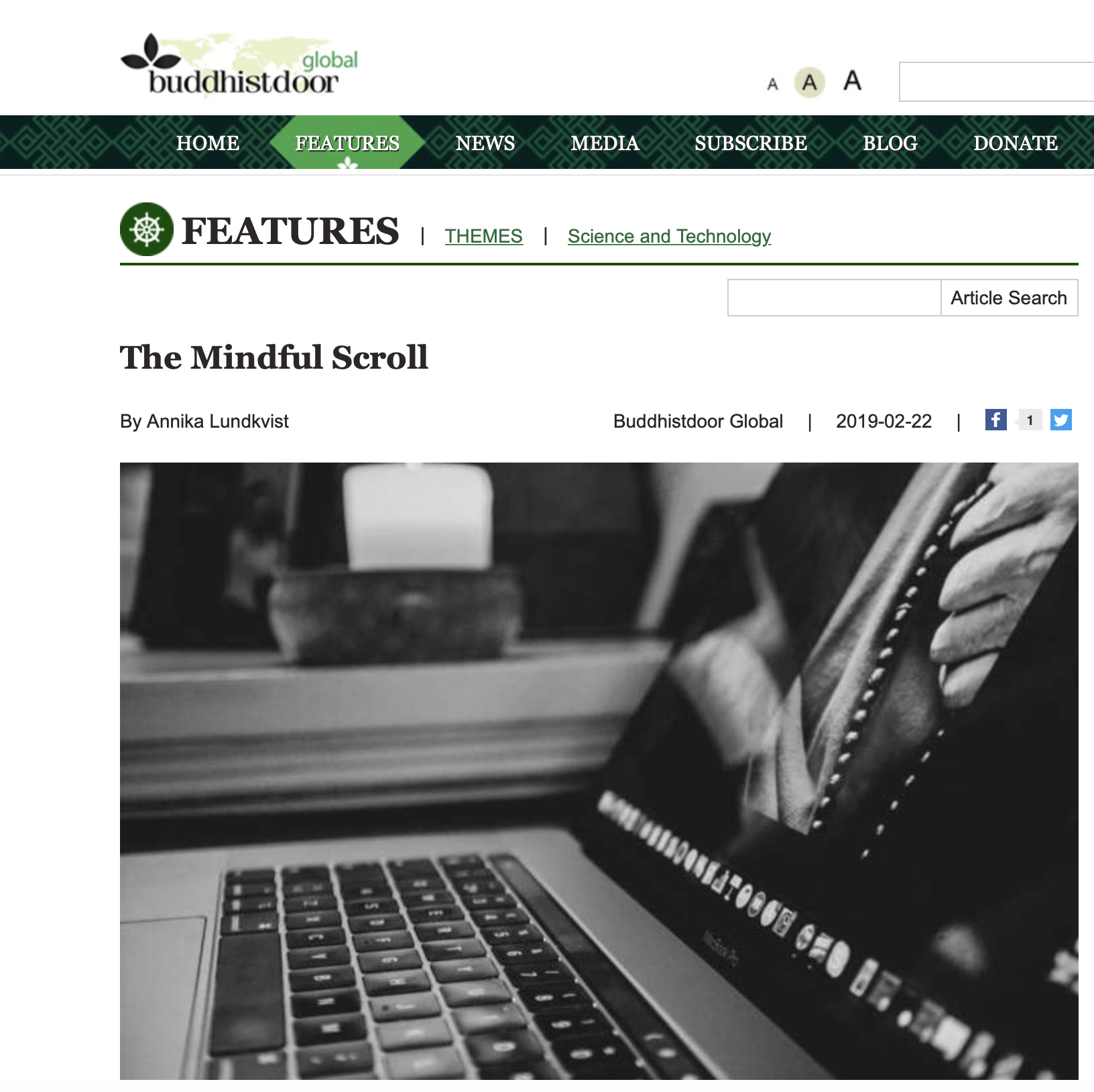 ‘The Mindful Scroll’ in Buddhistdoor Global | Annika Lundkvist ...